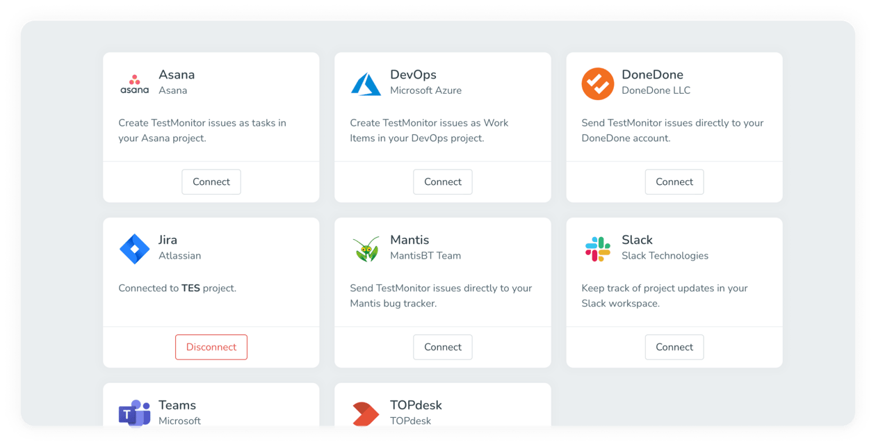 Seamlessly integrate with all of your favorite test management tools.